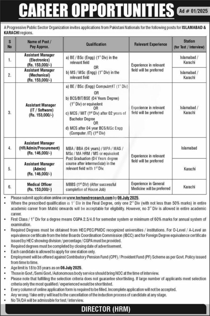 Tech and Research Jobs 2025 | www.techandresearch.com - Govt Job In Pak